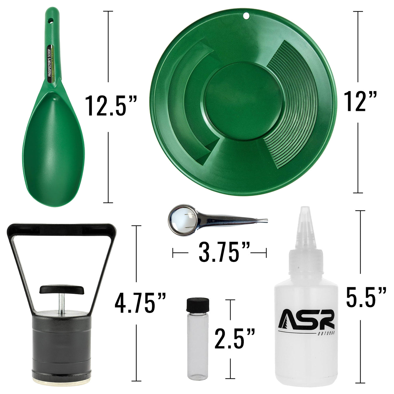 13pc Creekside Gold Panning Kit with Drawstring Backpack and Mini Clas ...