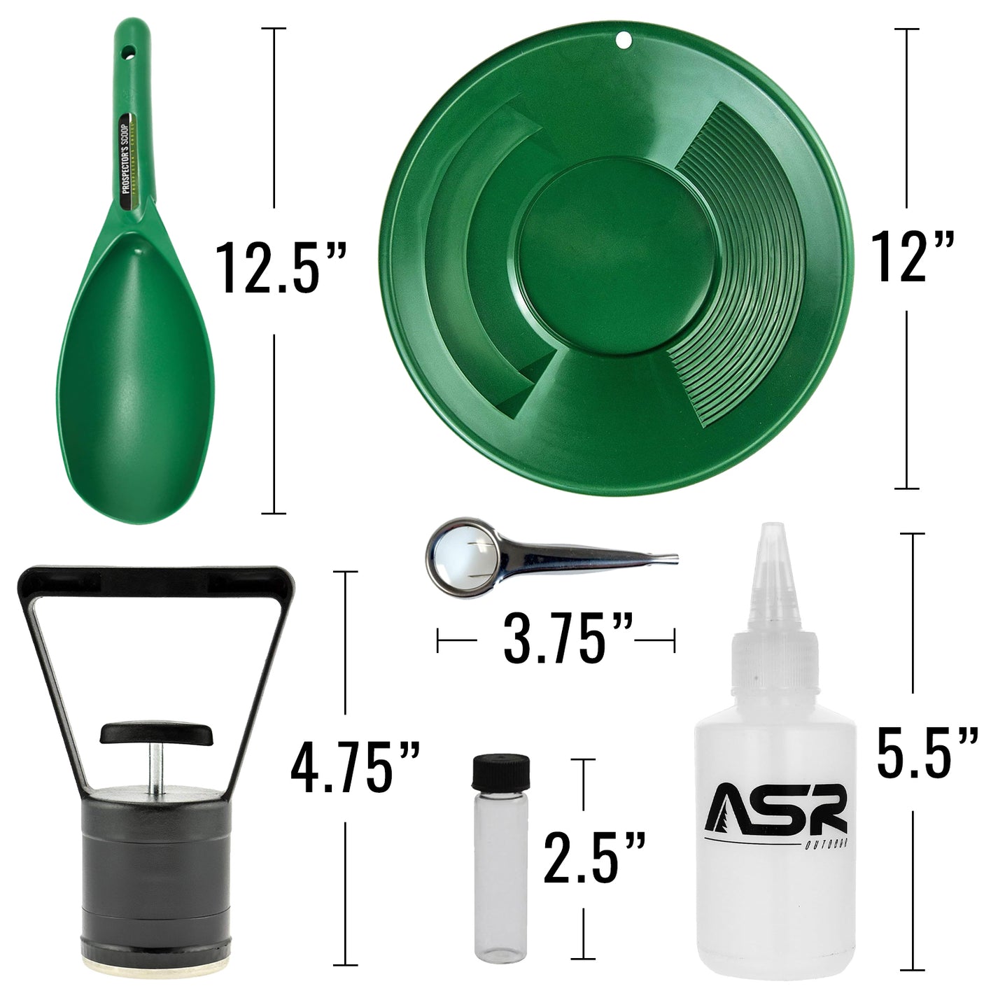 13pc Creekside Gold Panning Kit with Drawstring Backpack and Mini Clas ...