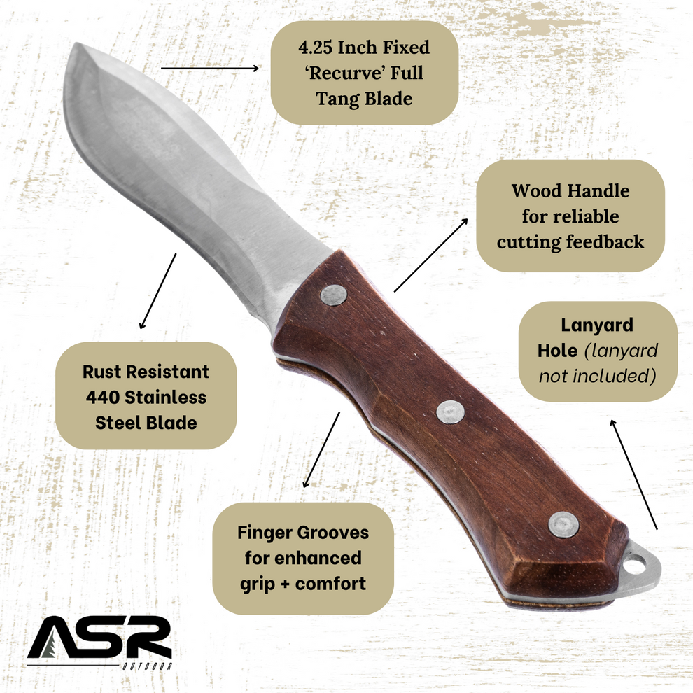 9 Inch 440 Stainless Steel Recurve Full Tang Fixed Blade Knife with Sh ...