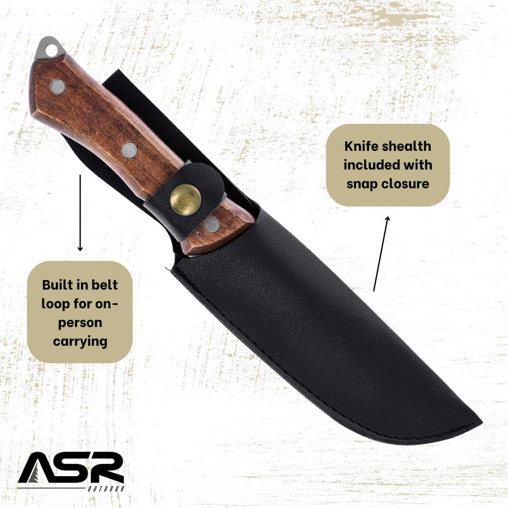 9 Inch 440 Stainless Steel Recurve Full Tang Fixed Blade Knife with Sh ...