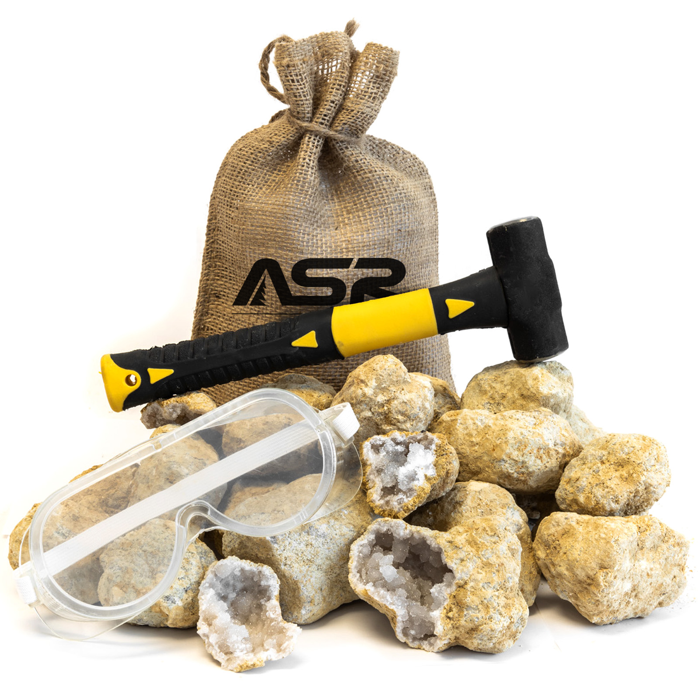 12pc Break Your Own Geodes Kit with Sledge Hammer and Safety Goggles ...